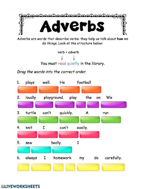 Adverbs Interactive Worksheet For Grade 6