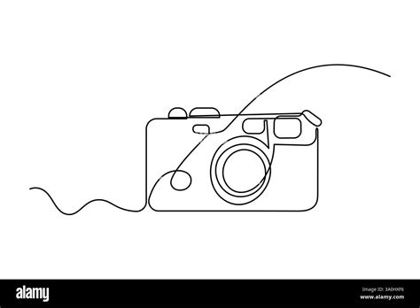 Modern Camera Continuous One Line Drawing Of Minimalist Outline Vector Design Stock Vector Image