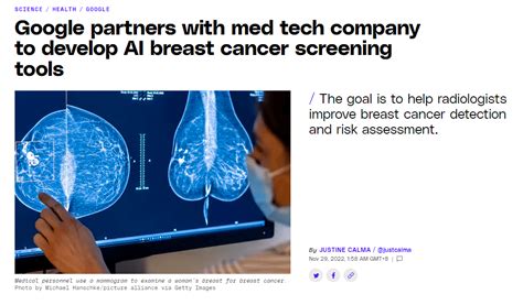 谷歌与医疗技术公司合作开发ai乳腺癌筛查工具人工智能研究模型