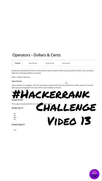 Count Dollarshackerrank Challenge Video 13 Purplecode404