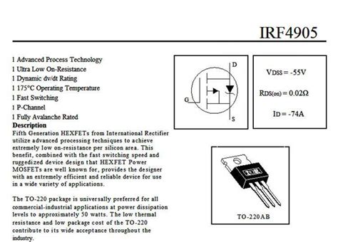 Unlocking The Potential Comprehensive Analysis Of The Irf4905 Datasheet