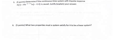 solved 5 5 points determine if the continuous time system