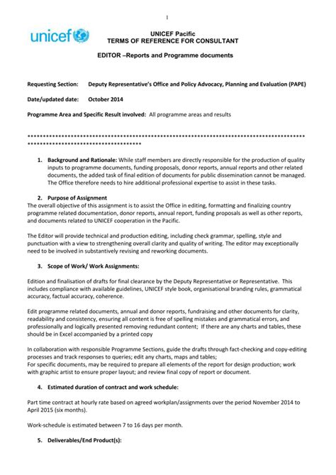 Detailed Terms Of Reference