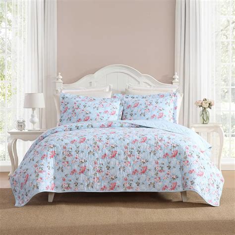 Laura Ashley King Quilt Set Super Soft Cotton Bedding