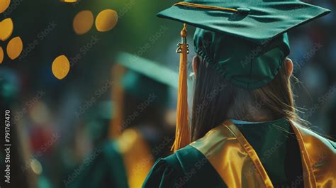 Ceremony Of Graduation University Graduates Wearing Graduation Gown