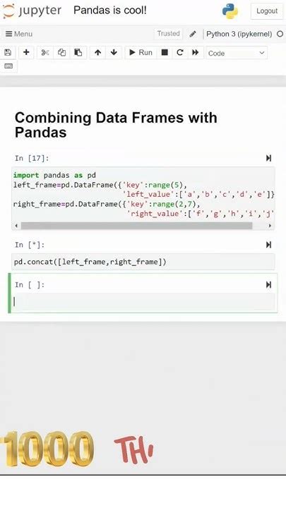 combining dataframes using pandas concat youtube