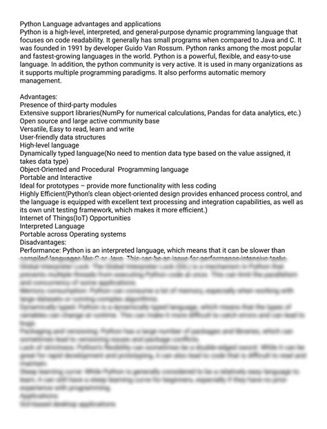 SOLUTION Python Language And Its Advantages 2023 Studypool