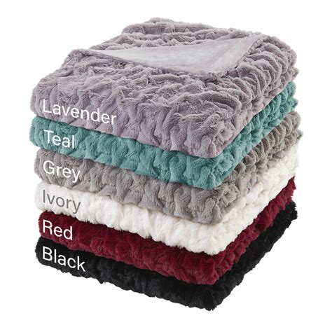 Comfort Spaces Solid Ruched Faux Fur Throw 50x60 Ivory