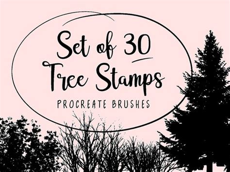 Procreate Tree Stamp Brushes Set Of 30 Palm And Christmas Tree Etsy