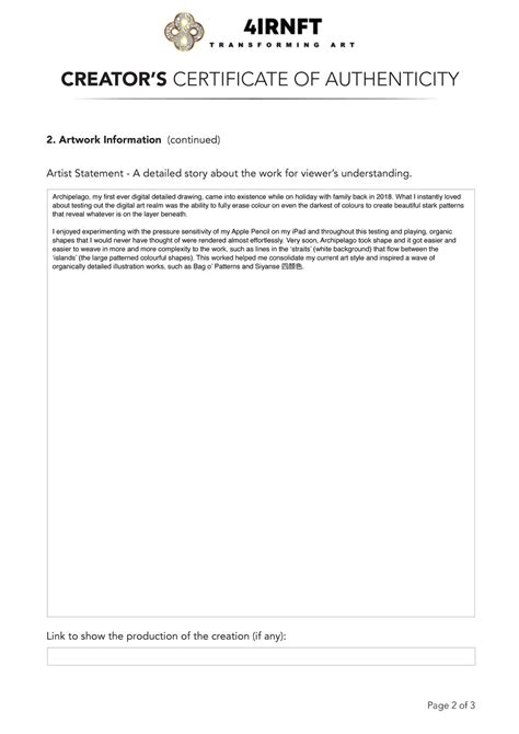 Certificate Of Authenticity And Consignment Archipelago