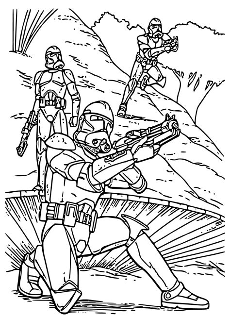 Free Printable Clone Trooper Battle Coloring Page Sheet And Picture