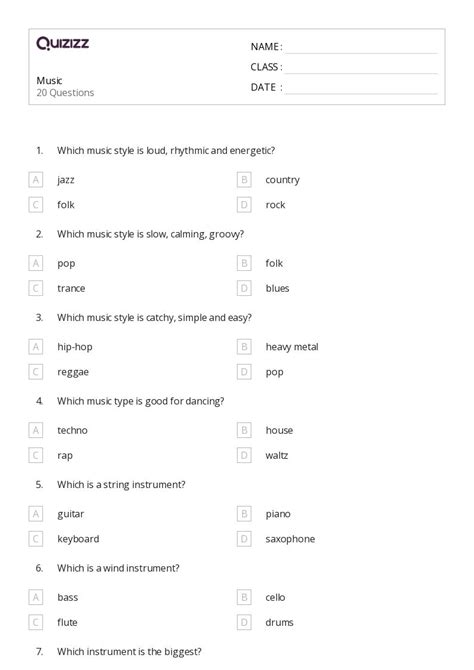 50 Fine Arts Worksheets For 8th Class On Quizizz Free And Printable
