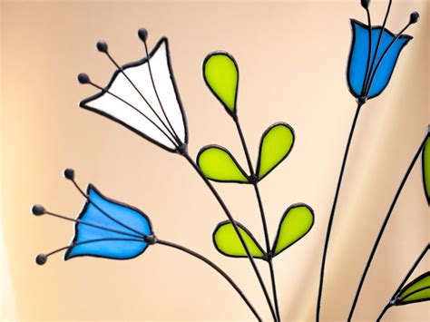 Stained Glass Flower Bouquet On Stem 3d Stained Glass Glass Flower