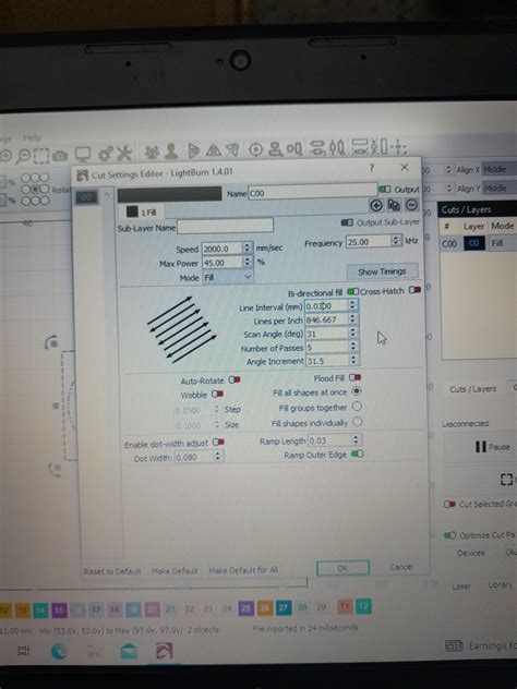 Co2 Galvo Ramp Settings No Min Max Lightburn Software Questions Lightburn Software Forum
