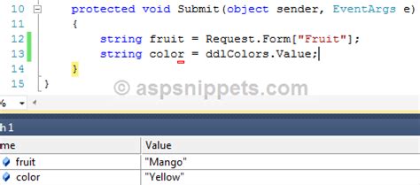 Get Selected Value Of Html Select Dropdownlist In Asp Net Code Behind