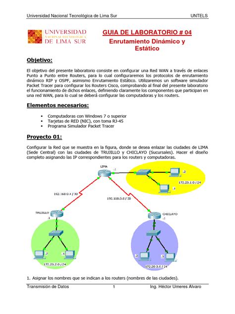 Lab 04 Rip Ospf Estatico Y Vlsm Pdf Dirección Ip Enrutador Computación