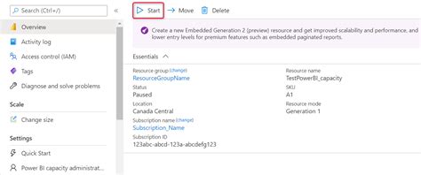 Pause And Start Your Power Bi Embedded Capacity In The Azure Portal Power Bi Microsoft Learn
