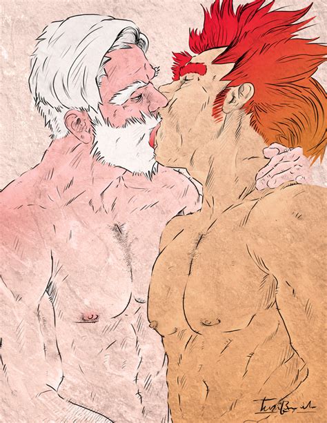 Rule 34 Alder Beard Color Drayden Human Kissing Male Male Only Multiple Males Nipples Nude