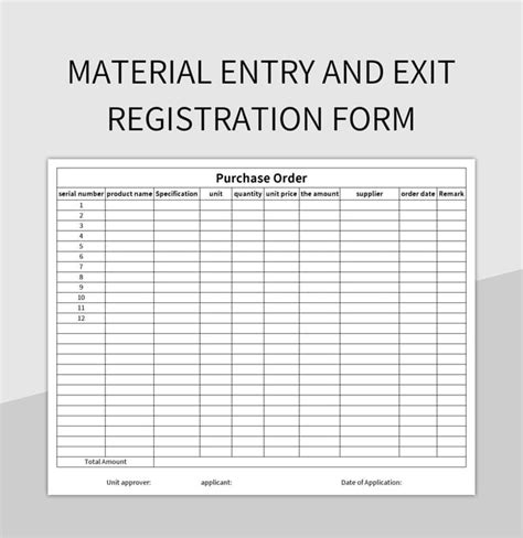 Free Material Entry And Exit Registration Form Templates For Google Sheets And Microsoft Excel