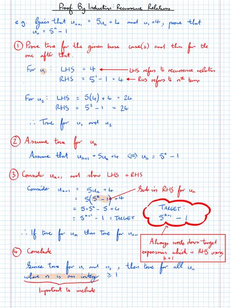 Further Maths Proof By Induction Recurrence Relations Lesson Pdf