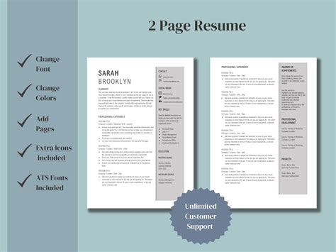 Modern CV Template For MS Word Google Docs College Resume Etsy