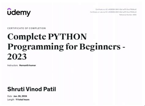 Shruti Patil On Linkedin Pythoncertification Udemylearning