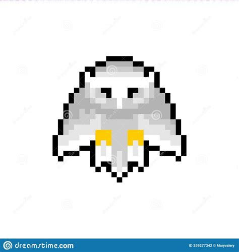 White Owl Pixel Art 8 Bit Eagle Ow Pixelatedl Vector Illustration 259277342
