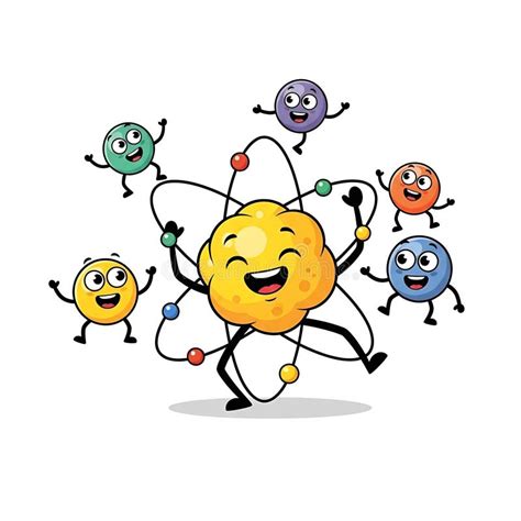 Cartoon Proton Electron And Neutron Vector Illustration Stock Vector