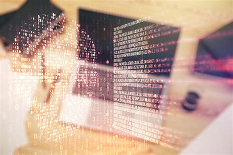 현대 컴퓨터 배경 사이버 범죄 및 해킹 개념에 창조적 인 코드 두개골 홀로그램 다중 노출 0명에 대한 스톡 사진 및 기타 이미지 Istock