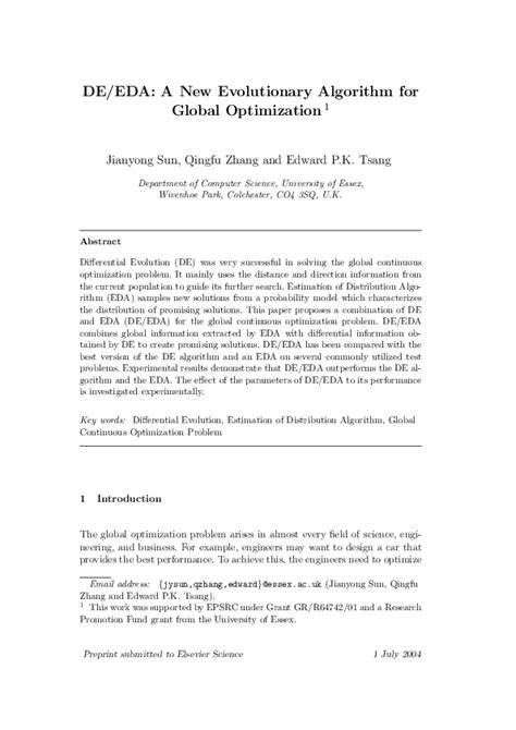 Pdf Deeda A New Evolutionary Algorithm For Global Optimization