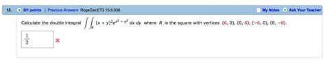 Solved Calculate The Double Integral Integral Integralr X