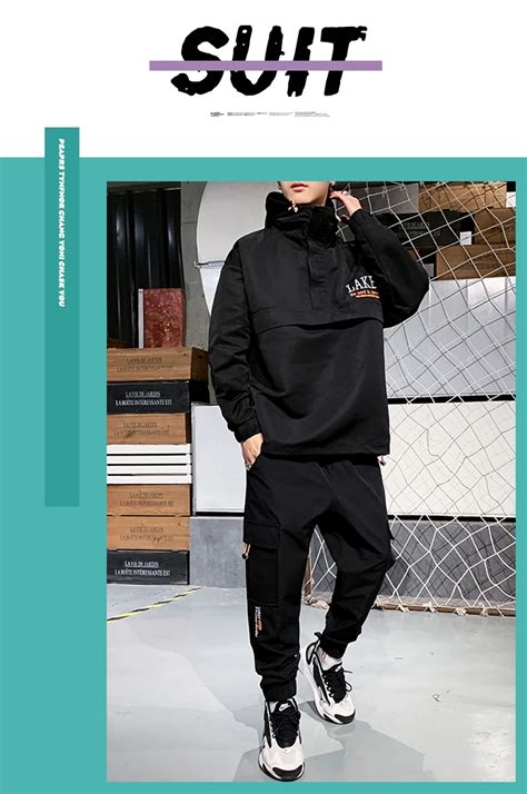 Мужской осенний костюм для отдыха стиль популярный бренд комплект из двух предметов мужской