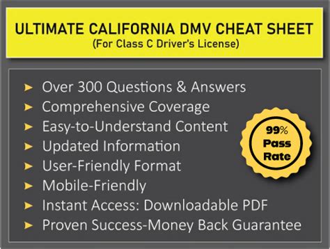 Ultimate California Dmv Cheat Sheet Dmv Permit Practice Test