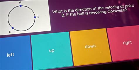 Solved A What Is The Direction Of The Velocity At Point B If The Ball Is Revolving Clockwise