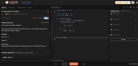 Binarysearch Dsa C Leetcode Squareroot Efficientcoding