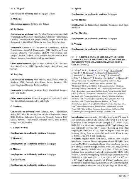 103 A Phase 1 Study Of Kite‐363 Anti‐cd19cd20 Chimeric Antigen