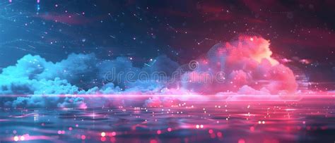 Illustration Of The Digital Cloud Network Concept Highlighting