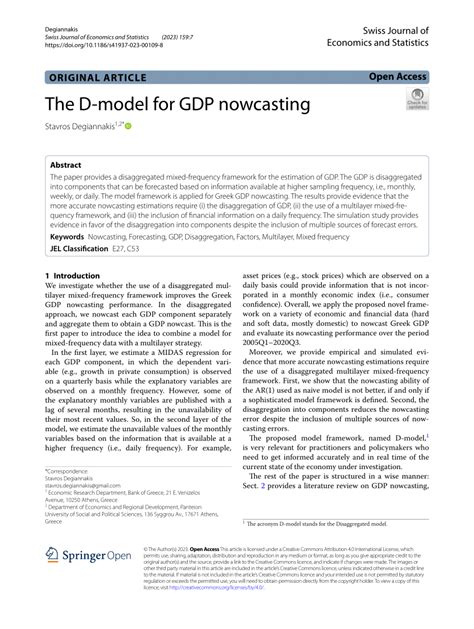 Pdf The D Model For Gdp Nowcasting