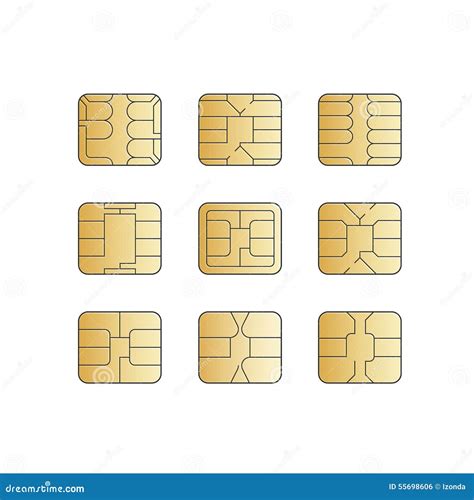 Vector Mobile Cellular Phone Sim Card Chip Set Stock Vector Illustration Of Blank Mobile