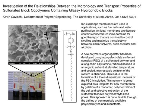 Sulfonated Block Copolymers Containing Glassy Hydrophobic Blocks Ppt Download