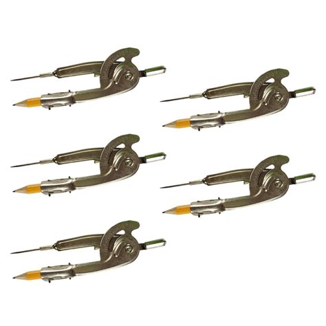 5pcs Iron Metal Compasses With Double Sided Scale Geometry Drawing Tool