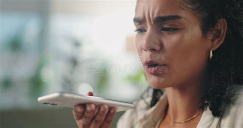 Smartphone Speaker And Woman Talking For Communication Contact And Technology With Chat