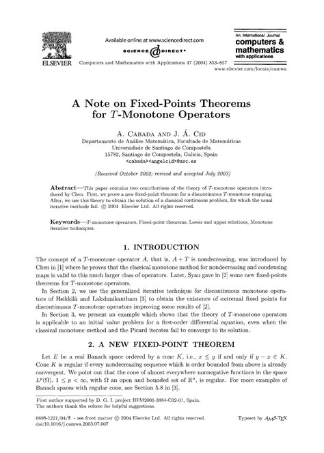 A Note On Fixed Points Theorems For T Monotone Operatorsword文档在线阅读与下载无忧文档