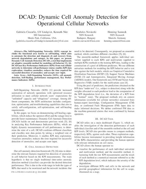 Pdf Dynamic Cell Anomaly Detection For Operational Cellular Networks