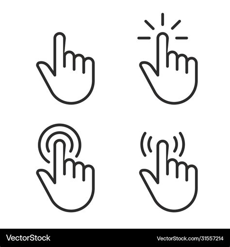Clicker Pointer Hand Line Icon Editable Stroke Vector Image
