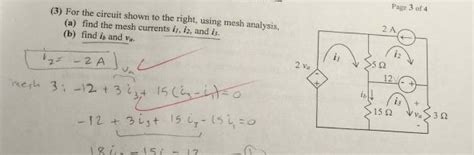 Solved For The Circuit Shown To The Right Using Mesh Chegg