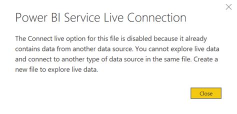 Power BI Service Live Connection Message When Try To Import From Power BI Dataset Power BI