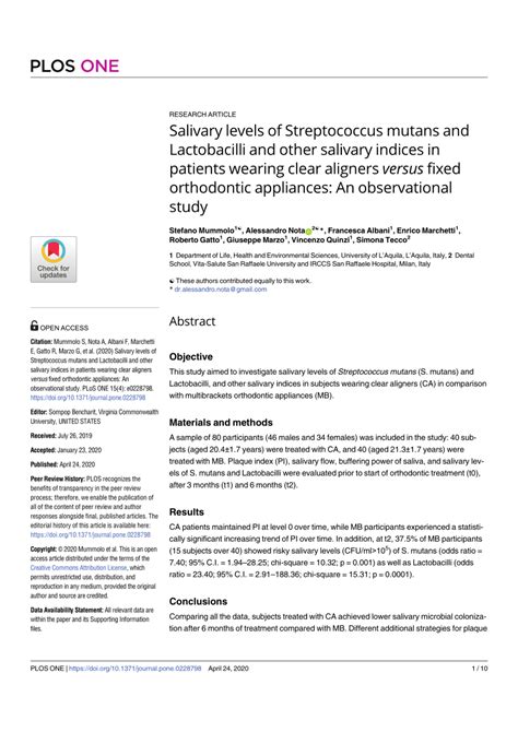 Pdf Salivary Levels Of Streptococcus Mutans And Lactobacilli And Other Salivary Indices In