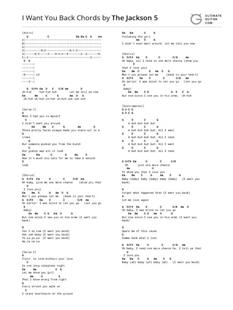 I Want You Back Guitar Chords Pdf Songs Musical Forms