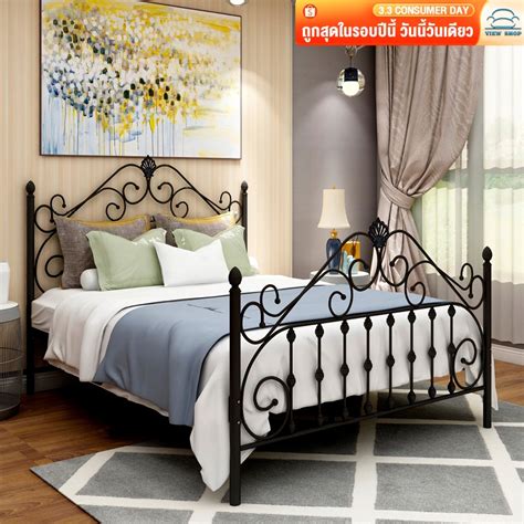 รุ่นใหม่ๆ ราคาคุ้มสุดๆ เตียงเหล็ก เตียงนอน เตียงเหล็ก 5 ฟุต เตียงเหล็ก 6 ฟุต ประกอบง่าย Iron Bed